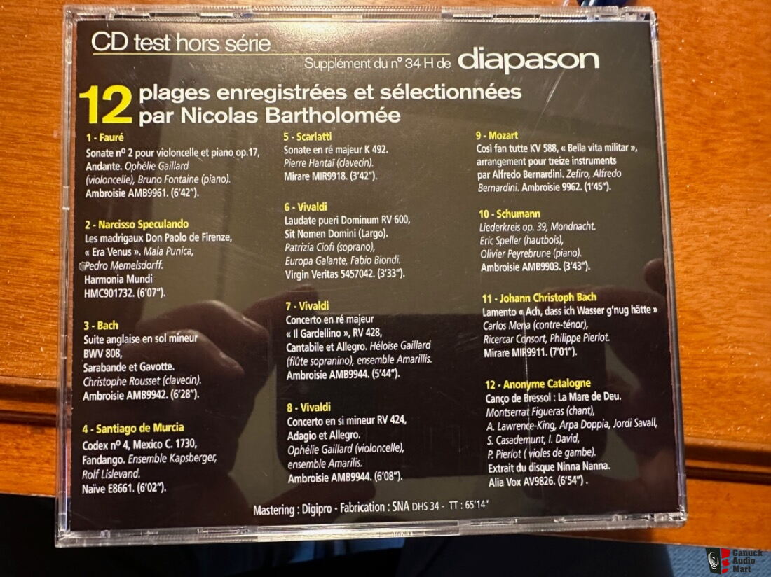 CD Test from Diapason magazine For Sale - UK Audio Mart