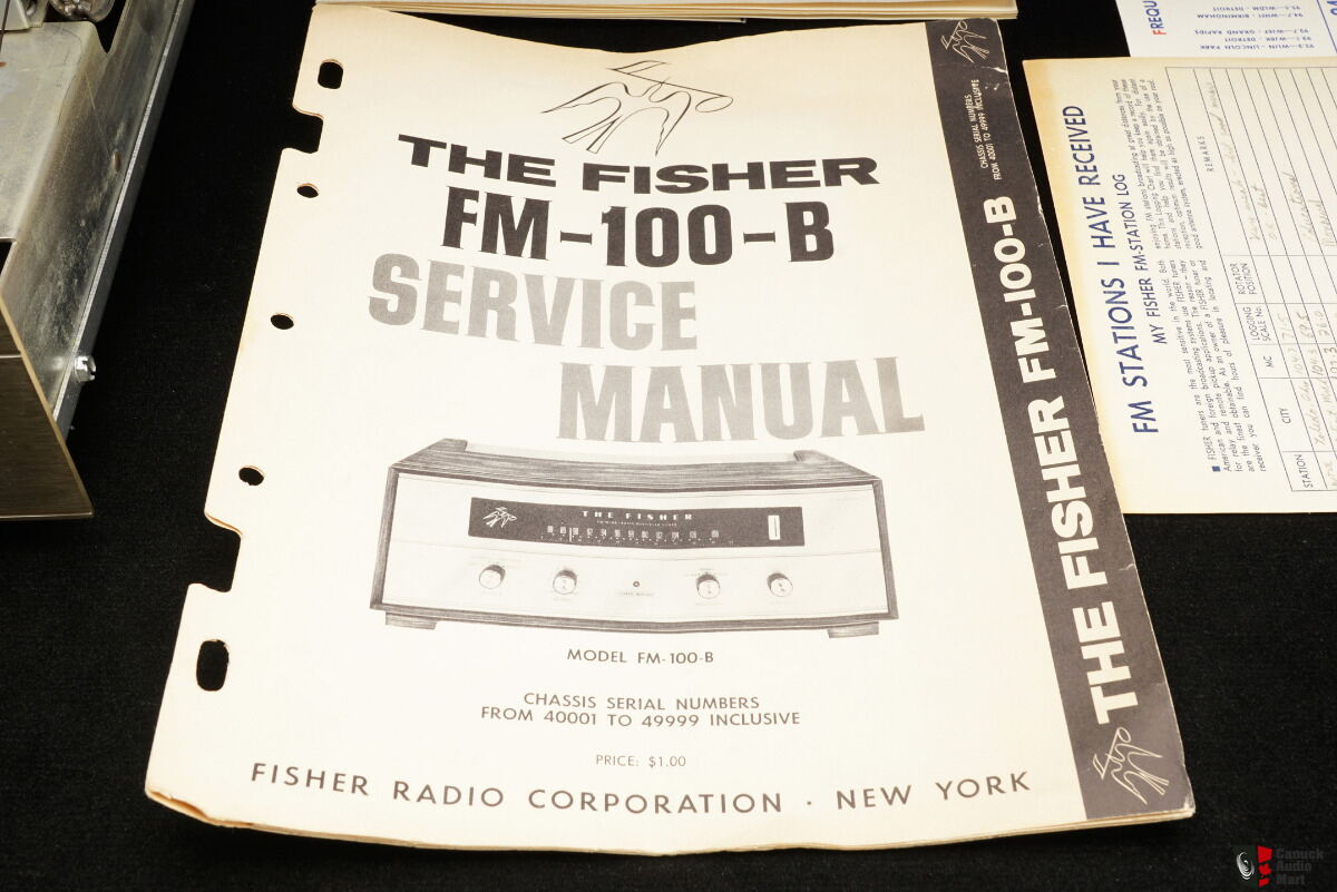 Vintage Fisher Tube FM-100-B Tuner - Tested Working w/ Manuals Photo ...