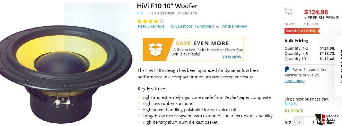 Pair of brand new HiVi F10 speakers (with original shipping box) Photo ...