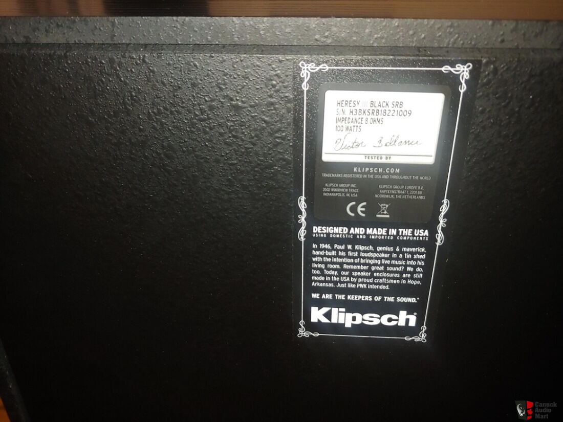 Klipsch Heresy III - Black Finish With Grills Photo #5159021 - Canuck ...