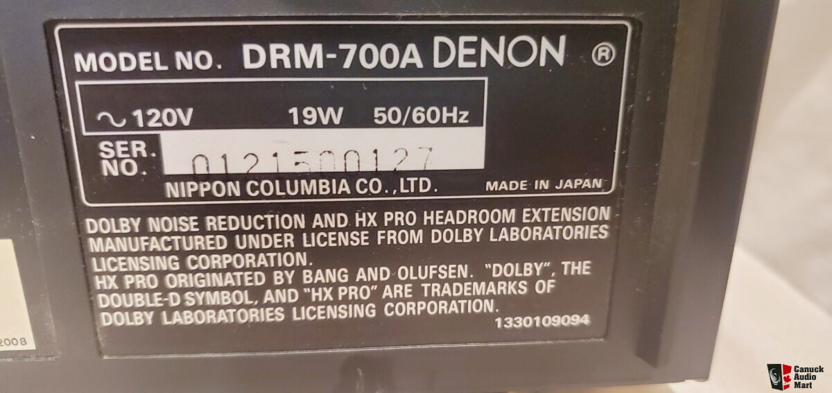 Denon DRM-700A 3 Head Cassette Deck Photo #5185323 - Canuck Audio Mart