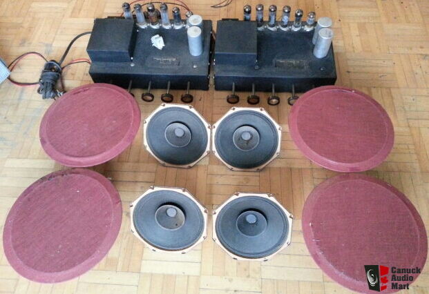 2 PHILIPS MONO BLOCK INTEGRATED OTL TUBE AMPLIFIERS with 8 matching ...
