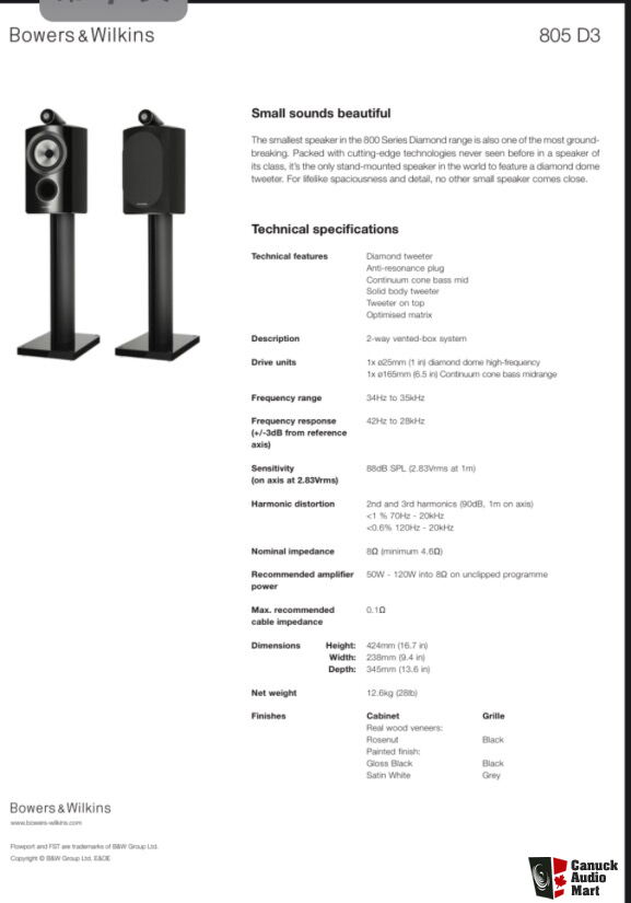 B&W 805 D3 Photo #5269496 - Canuck Audio Mart