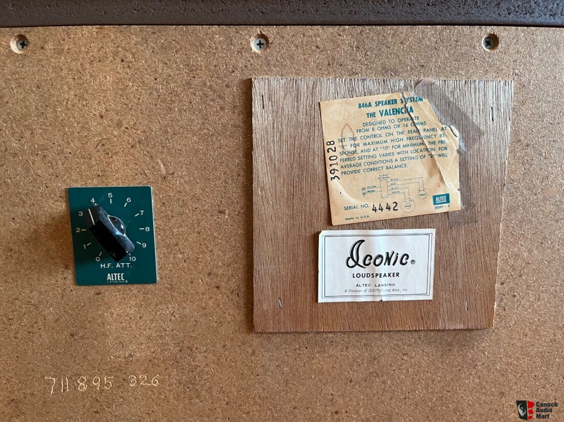 Altec Lansing Iconic loudspeakers Valencia 846A Photo #5316551 - Canuck ...