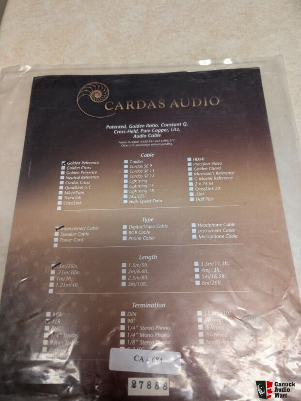 Cardas Golden Reference XLR .5 Meter For Sale - UK Audio Mart