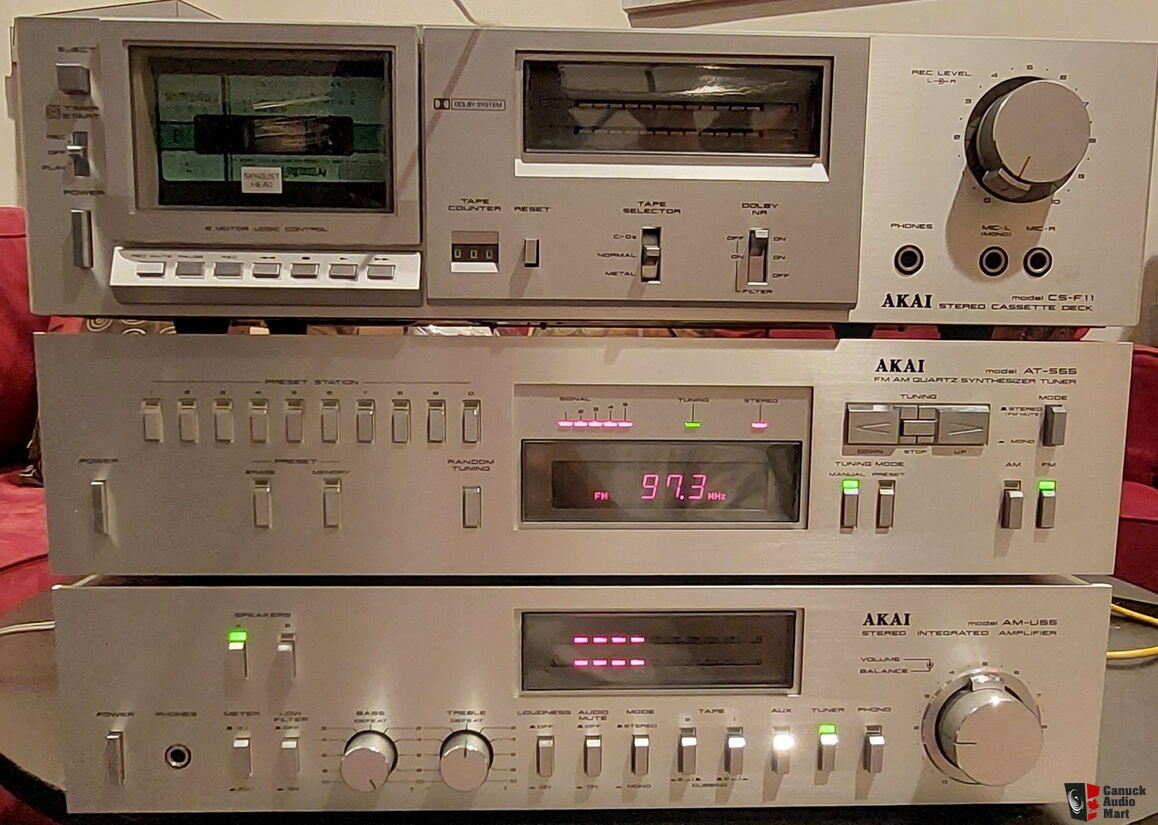 Akai AM-U55 integrated amplifier, AT-S55 tuner & CS-F11 tape deck For ...