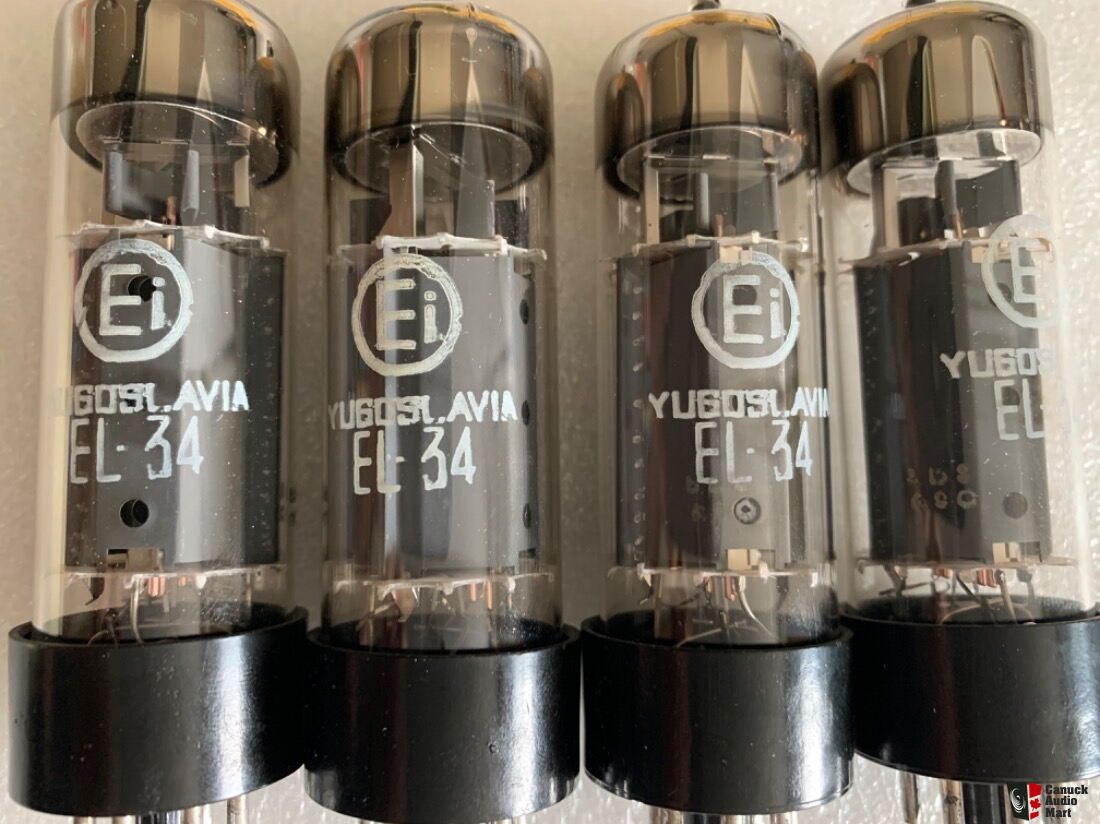 EI EL 34 Power Tubes NOS Quad matched set- test data in pictures Photo ...