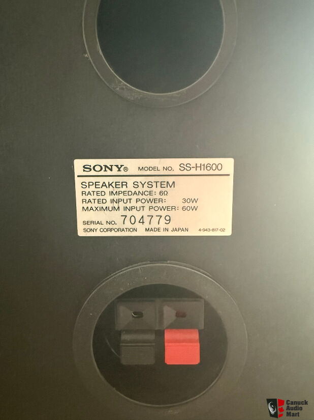 Sony SS-H1600 3-way bookshelf speakers (Canadian version), made in ...