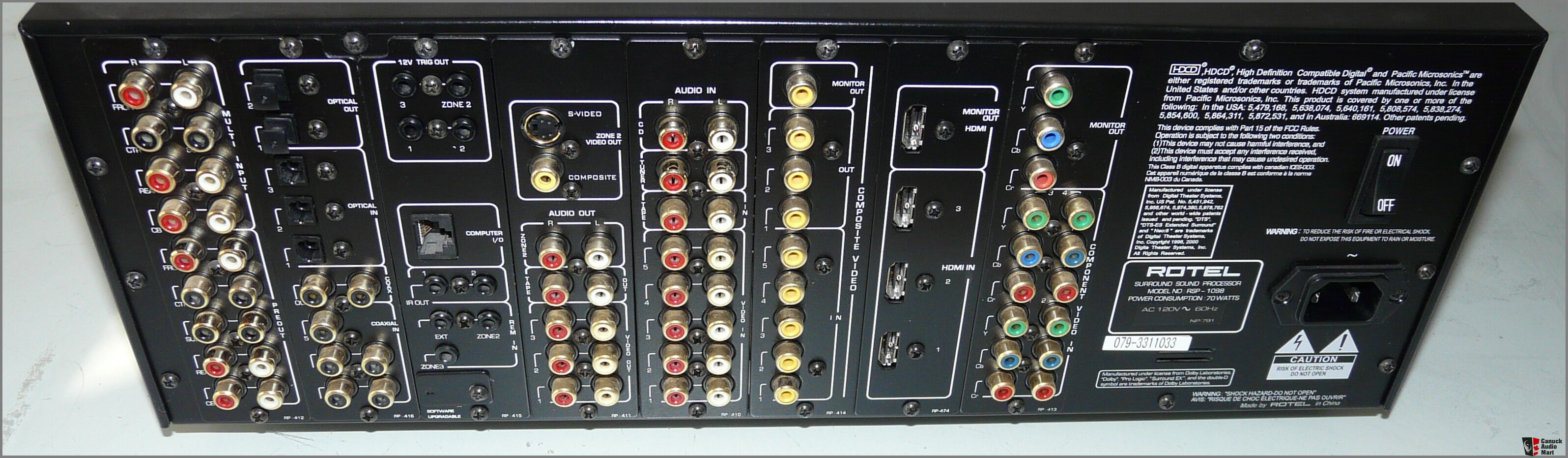 ROTEL RSP 1098 SUROUND SOUND PREAMP WITH HDMI UPGRADE BLACK IN COLOR ROTEL RSP 1098 SUROUND SOUND PREAMP WITH HDMI UPGRADE BLACK IN COLOR