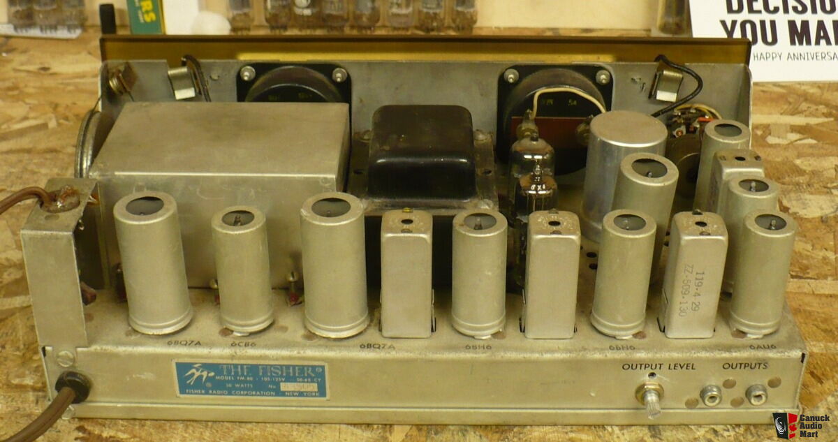 Vintage 1950's Fisher FM 80 Mono Tube Tuner With Wood Cabinet & Owners ...
