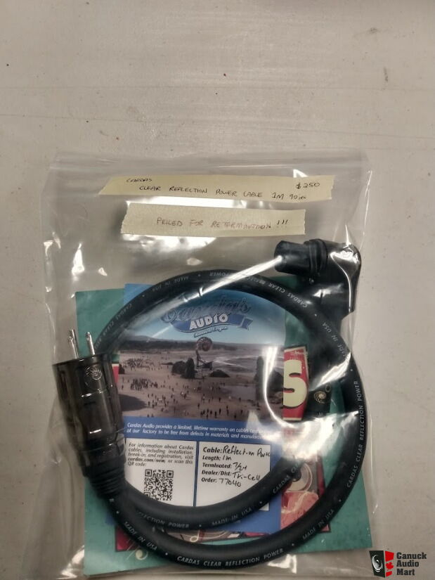 Cardas Clear Reflection Power Cable 1m 90 Degree Component End ...