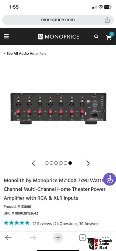 Monolith M7100x 7ch amplifier For Sale - Canuck Audio Mart