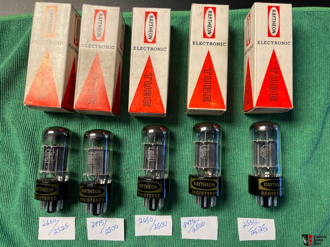5 NOS NIB Raytheon 6SN7GTB Audio Tubes Japan Matching Date Codes Photo ...