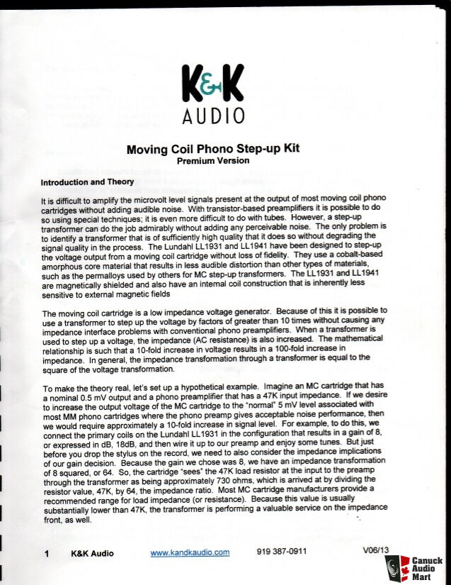K&K Audio Moving Coil Phono Step-Up Transformer Photo #5536790 - Canuck ...