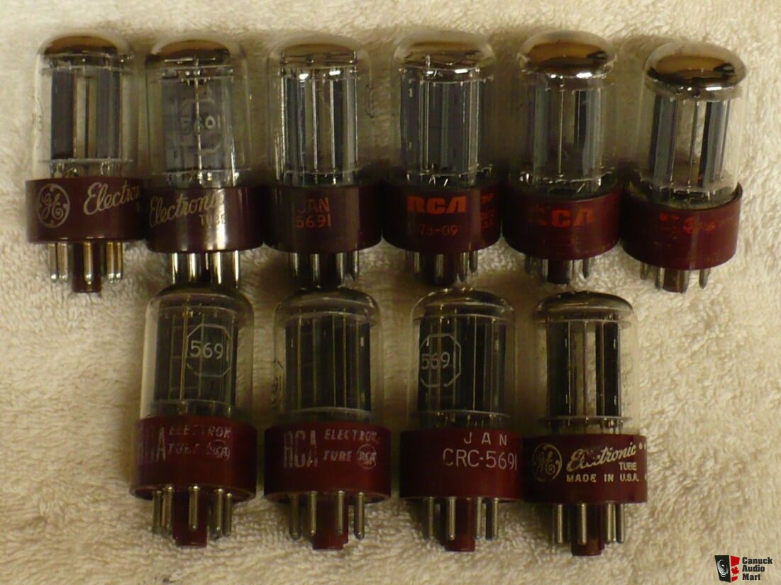 A Couple Of 5691 Red Base Preamplifier Tubes RCA and GE For Sale ...