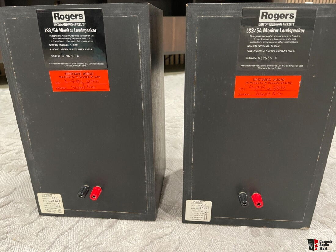 Rogers LS 3/5a BBC Monitors speakers 15 ohms Matched pair serial ...
