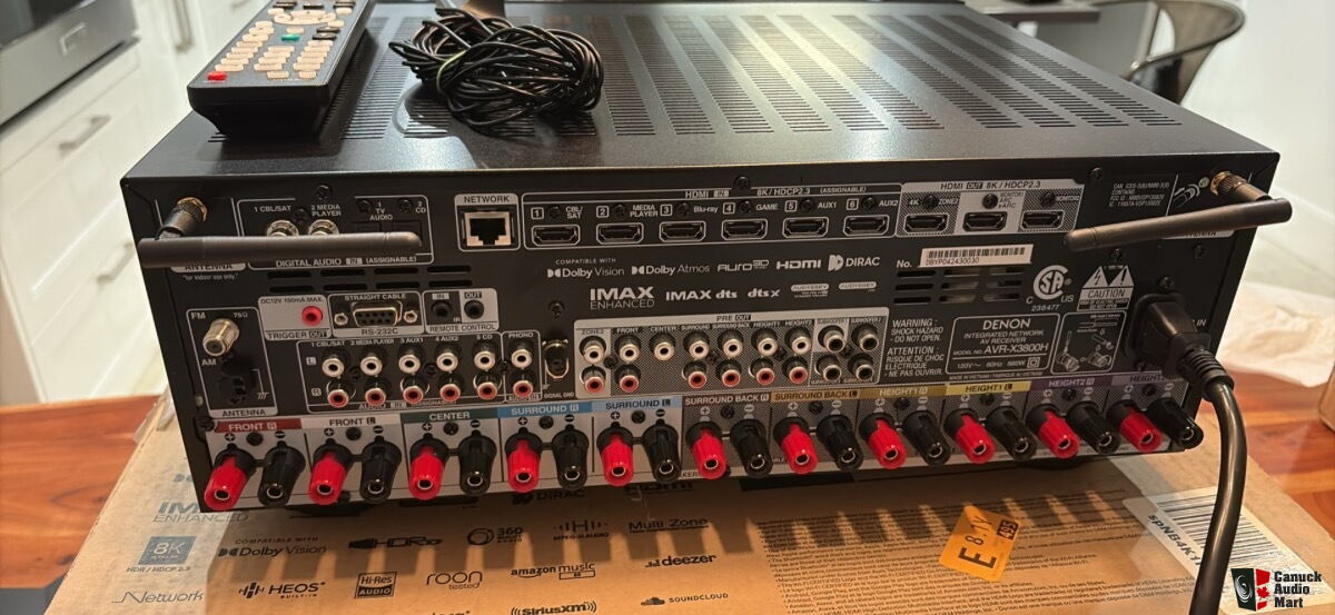 Denon AVR-X3800H Amplifier 8K 9.4 105 watts per Channel | Dolby Vision ...