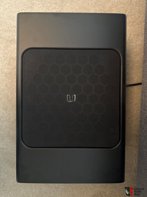 Bluesound Powernode, sub, and Monitor Audio speaker system Photo ...