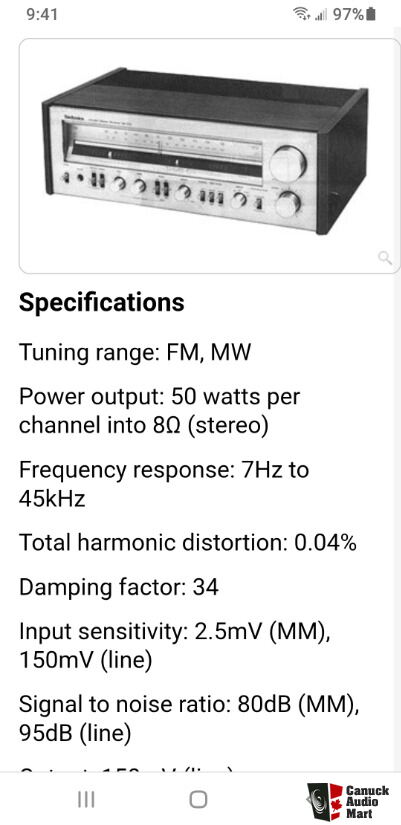 Technics SA 404 receiver For Sale - Canuck Audio Mart
