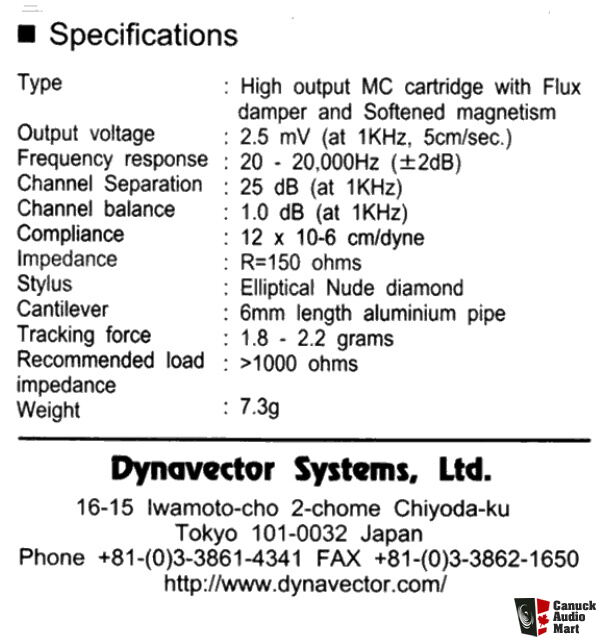 Dynavector 10x5 HOMC Photo #5929333 - Canuck Audio Mart