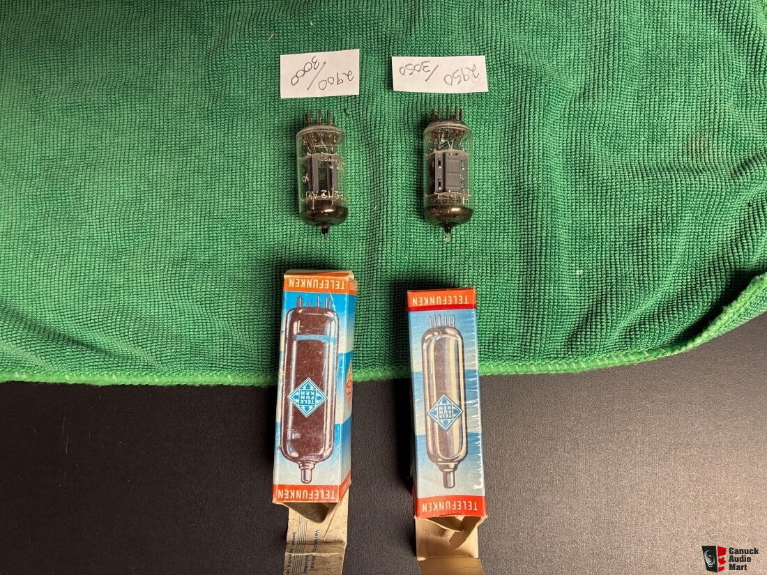 12AU7 Telefunken Ribbed Plate Tubes Pair Photo #5988493 - Canuck Audio Mart