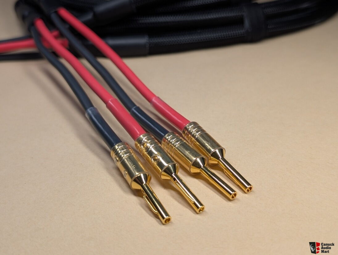 Liquidation: 3.0 meter Mogami 12AWG OFC speaker cable set with 99.998% ...