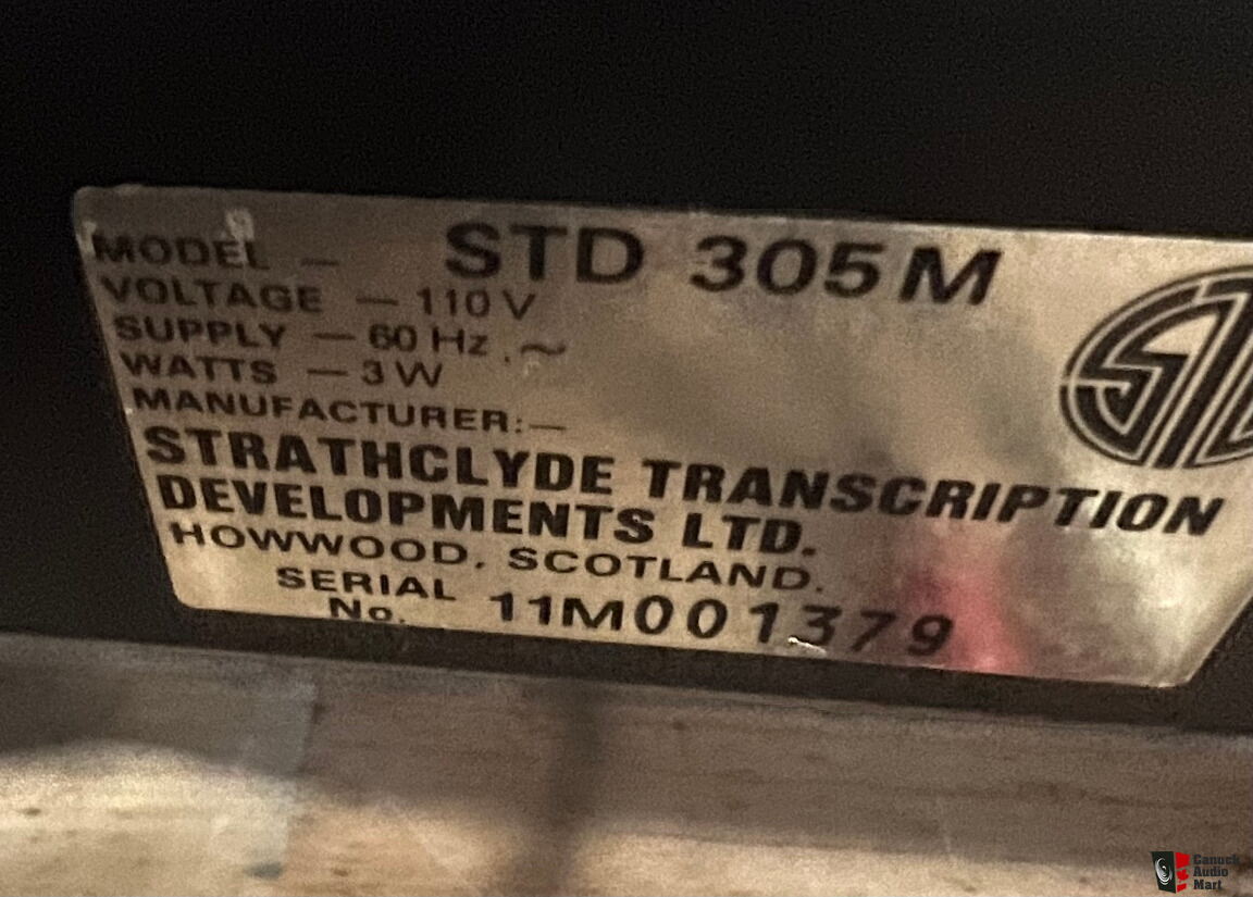 Strathclyde Transcription Developments Ltd. (STD) Turntable, Tonearm ...