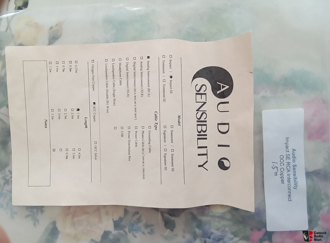 Audio Sensibility Impact SE, 1.5m Interconnects. Includes shipping by ...