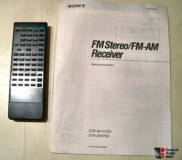 SONY STR-AV970X AM FM Surround Stereo Receiver Remote Control + Manual ...