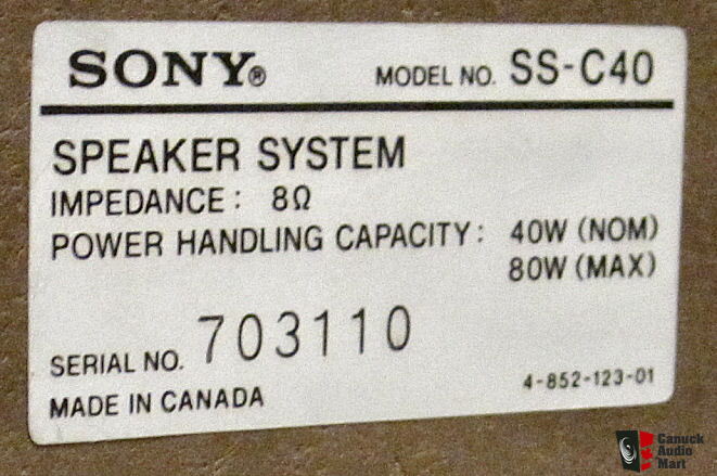 SONY SS-C40 three Way Speakers Canada Made Great Condition Photo ...