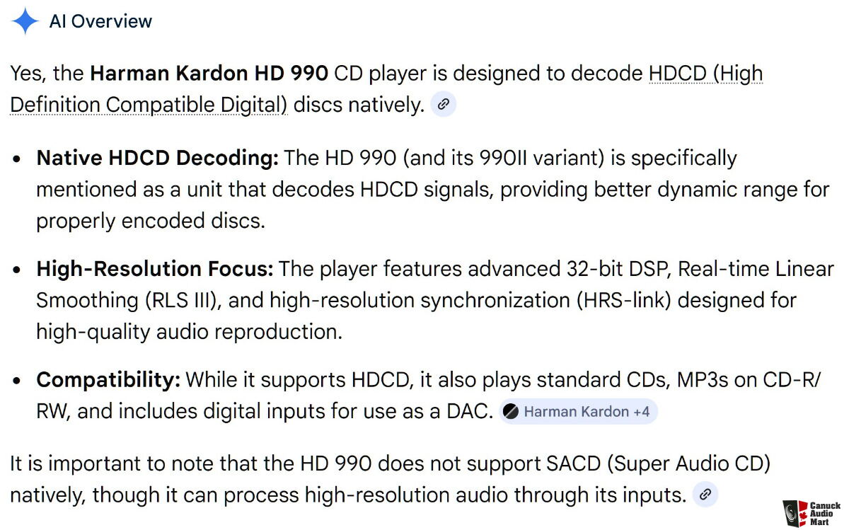 Harman Kardon HD990 CD Player / DAC / HDCD Photo #6165640 - Canuck ...