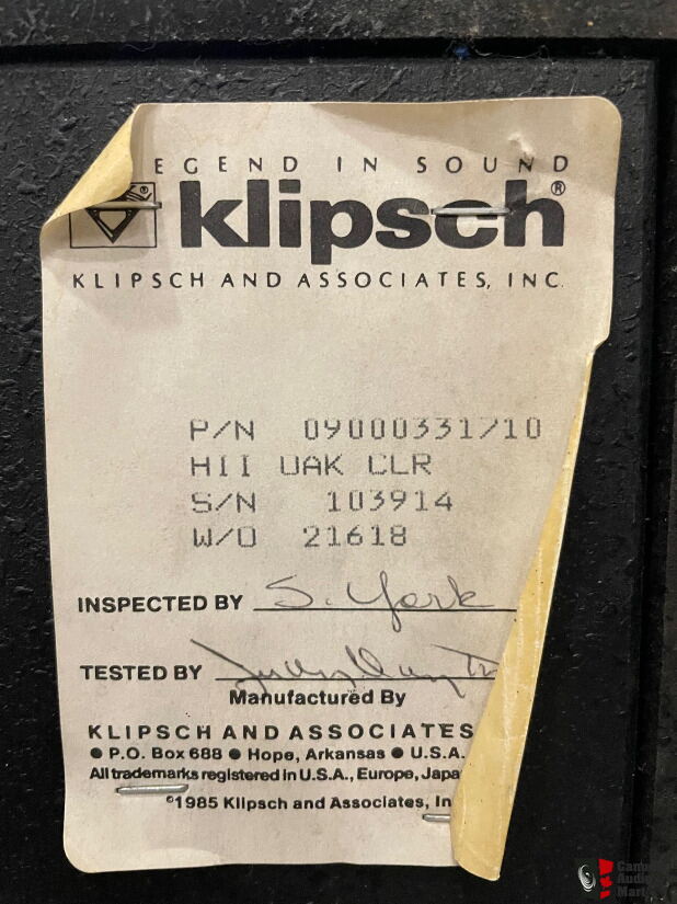 Klipsch Heresy II (Oak Finish): Very Good Condition; Trade-In Photo ...
