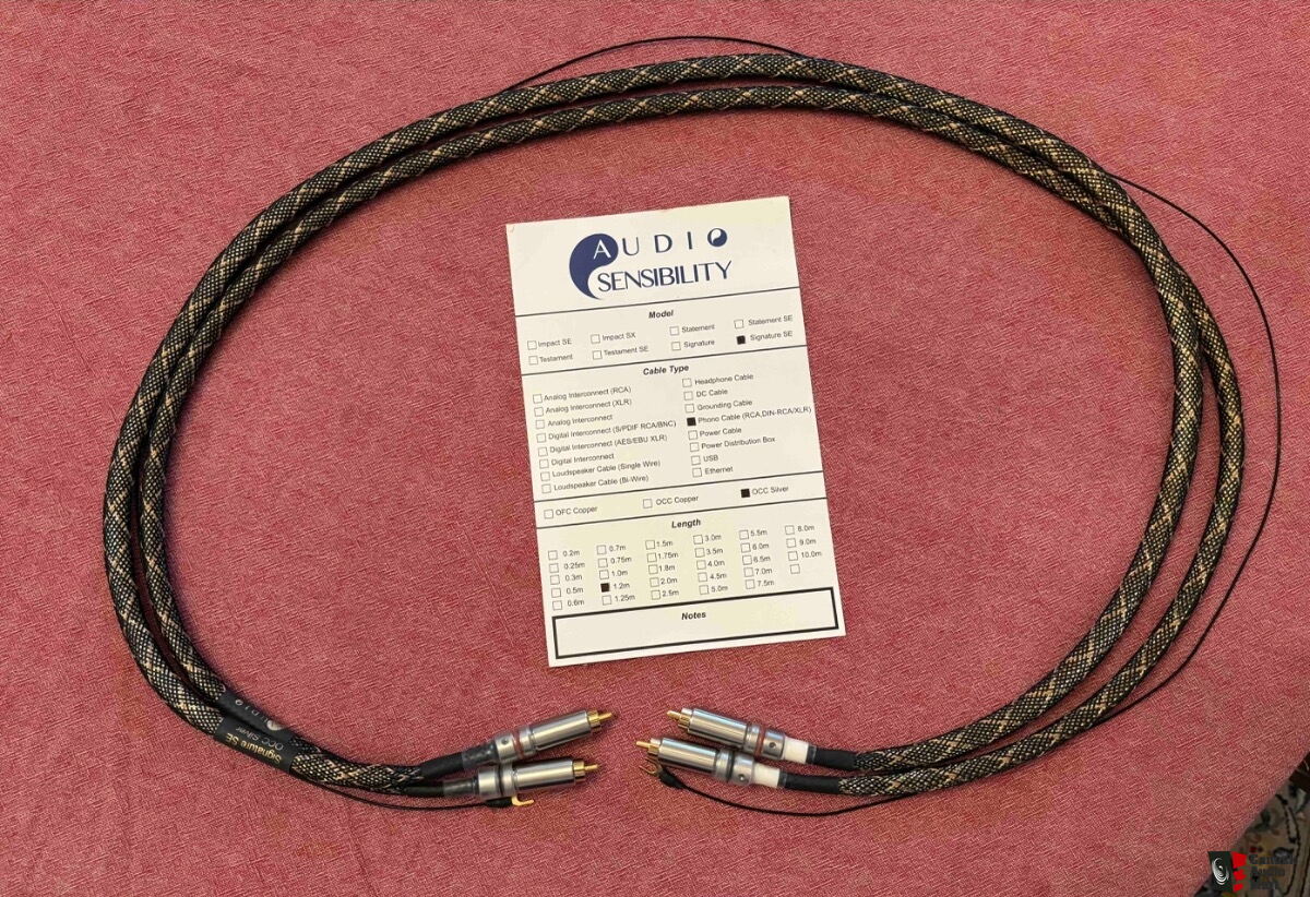 Audio Sensibility Signature SE Silver RCA to RCA Phono Cable, 1.2 ...