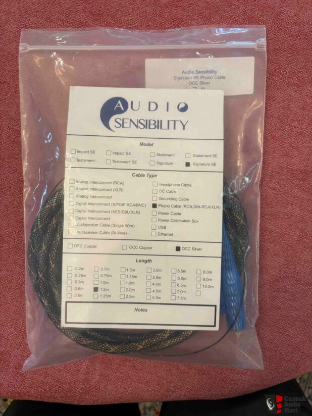 Audio Sensibility Signature SE Silver RCA to RCA Phono Cable, 1.2 ...
