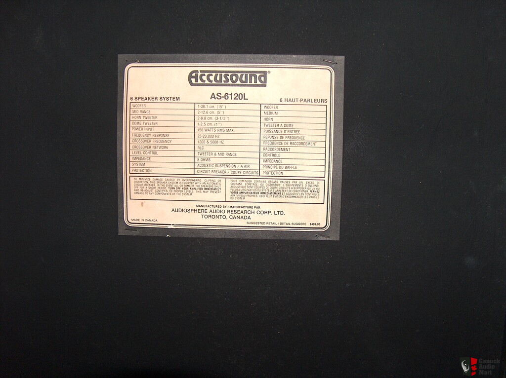 ACCUSOUND SPEAKERS Photo #772438 - Canuck Audio Mart