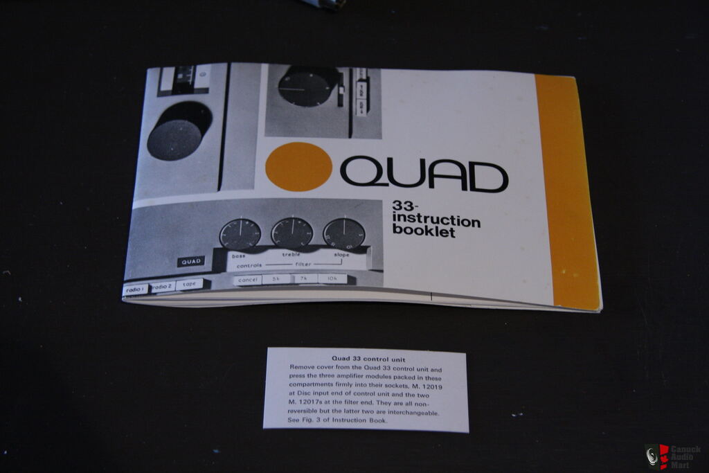 Sale Pending - Quad 33 Control Unit Instruction Booklet, Misc. Cables ...