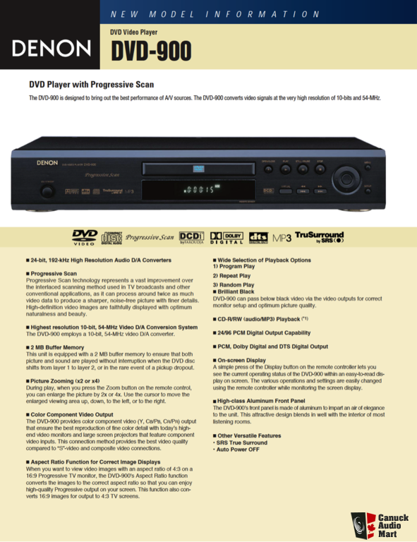 Denon DVD-900 DVD Video Player For Sale - UK Audio Mart